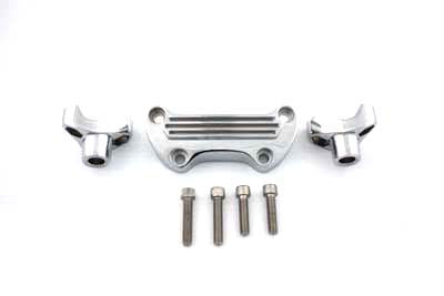 Chrome 1.125 Rise Finned Riser Set W/ Cap And Screws Harley FX FXR XL ...