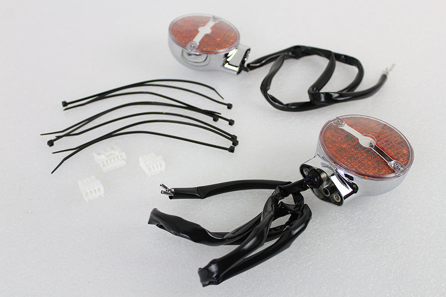 Amber LED Flat Lens Turn Signal Set FLSTC 2001/2017 FLT 2001/2013 ...